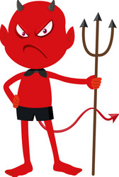 A red devil cartoon character with facial Vector Image