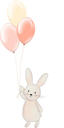 Cute bunny with helium balloons Royalty Free Vector Image