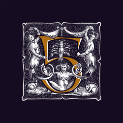 Number 5 five sign logo in gothic style Royalty Free Vector