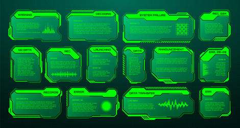 Green futuristic hud ui elements sci-fi user Vector Image