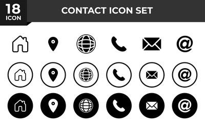 Web icon set business card contact info icon set Vector Image