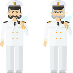 Naval captain and shipboy flat cartoon Royalty Free Vector