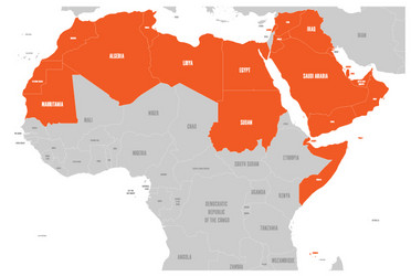 Arab world states political map with higlighted 22