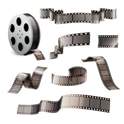Horizontal film strip with blank frames curls Vector Image