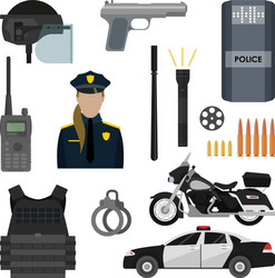 Police elements equipment collection Royalty Free Vector