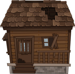 Wooden house in poor condition Royalty Free Vector Image