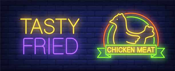 Chicken meat barbecue neon signs collection Vector Image