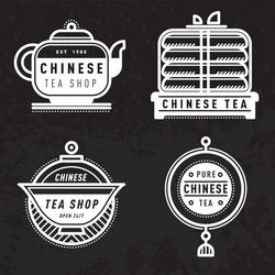 Chinese tea logo badge Royalty Free Vector Image