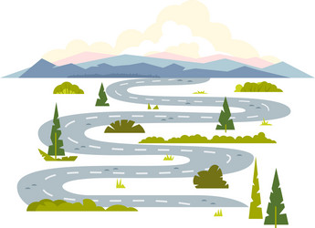 Long winding road on hill Royalty Free Vector Image