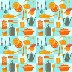 Cooking utensils and food kitchen poster Vector Image