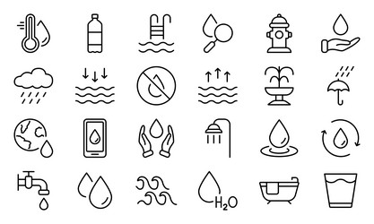 Water pollution ecology problem icon set in thin Vector Image