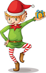 Cute little elf girl with christmas jingle bells Vector Image