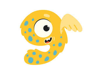 Cute monster number 6 concept Royalty Free Vector Image