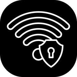 Wifi security icon with black outline Royalty Free Vector
