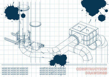 Construction drawings 3d metal pipes Royalty Free Vector