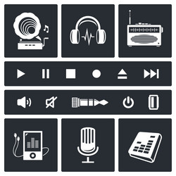 Waves icon set sound wave music and radio Vector Image