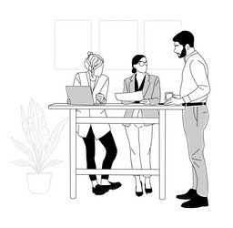 People Working Together Sketch Vector Images (over 1,600)