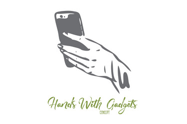 Mobile phone display with hand finger touch Vector Image
