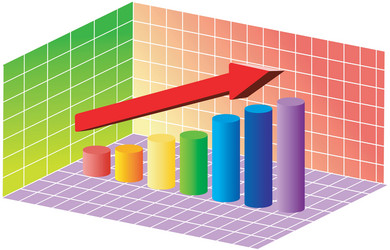 Down negative bar graph chart depreciation global Vector Image