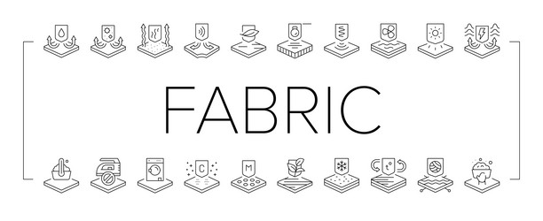 Set of simple fabric properties icons Royalty Free Vector