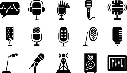 Conference microphone icon silhouette style Vector Image
