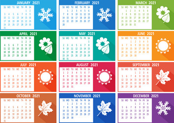 Calendar 2020 2021 week starts from monday Vector Image