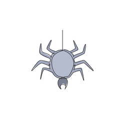 One continuous line drawing spider spreading Vector Image