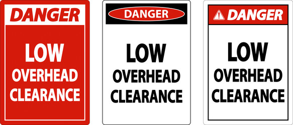 Danger low overhead clearance sign on white Vector Image