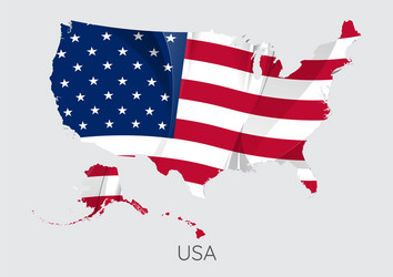 Map of usa with american flag texture Royalty Free Vector