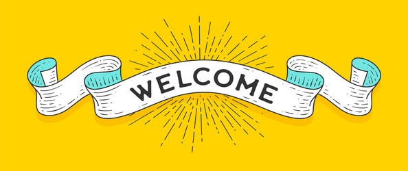 Welcome vintage ribbon with text Royalty Free Vector Image