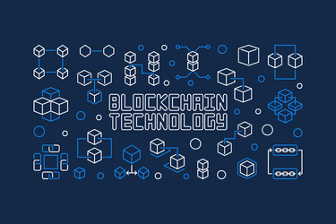 Blockchain technology blue vertical outline banner