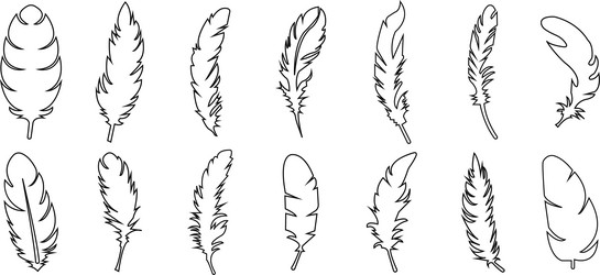 Feather icons set of black isolated on white Vector Image