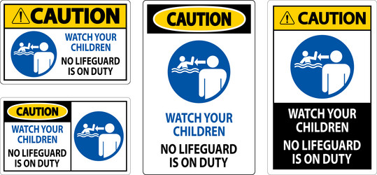 Pool safety first sign - watch your children Vector Image