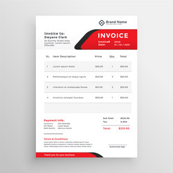 Elegant red invoice template design Royalty Free Vector