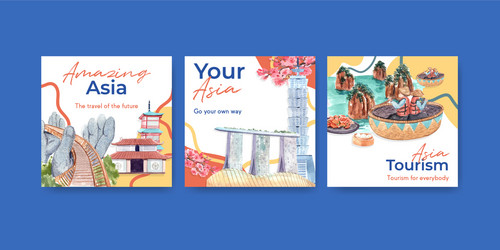 Ads template with asia travel concept design Vector Image