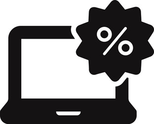 Laptop icon with percent sign Royalty Free Vector Image