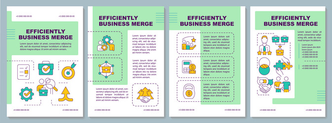 Stages of successful company merger blue brochure Vector Image