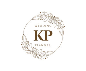 Kp initials letter wedding monogram logos Vector Image