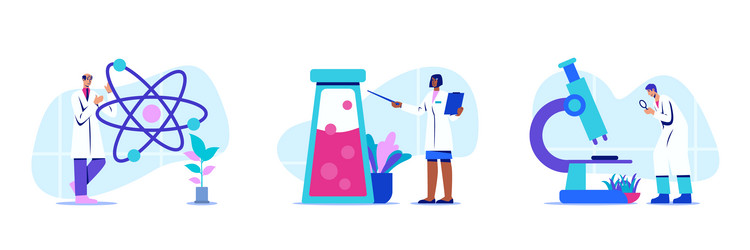 Set of scientists different fields conduct Vector Image