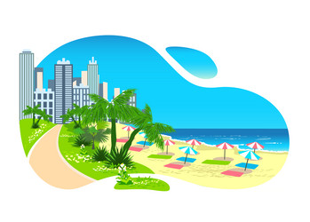 City beach Royalty Free Vector Image - VectorStock