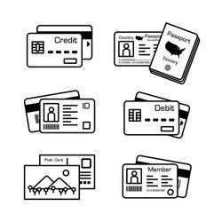 Id card icons set outline Royalty Free Vector Image
