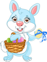 Cute baby bunny with a blank banner Royalty Free Vector