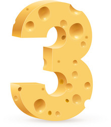 Cheese number 3 three font kids figure Royalty Free Vector