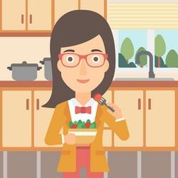 Woman Enjoying Healthy Salad Royalty Free Vector Image