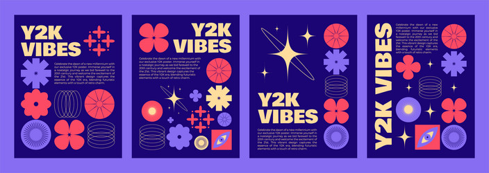 Y2k retro style poster design template Royalty Free Vector