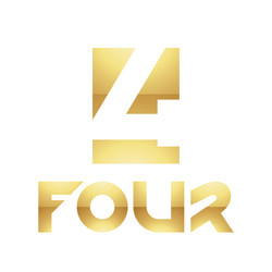Golden symbol for number 4 on a white background Vector Image