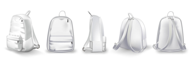 White backpack design front and back view set Vector Image