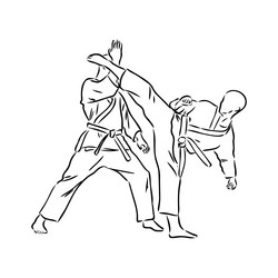 Karate kick technique sketch asian martial art Vector Image