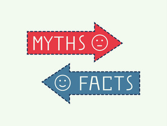 Myths vs facts red and blue infographic icon Vector Image