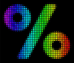 Spectral colored pixel growing percent icon Vector Image